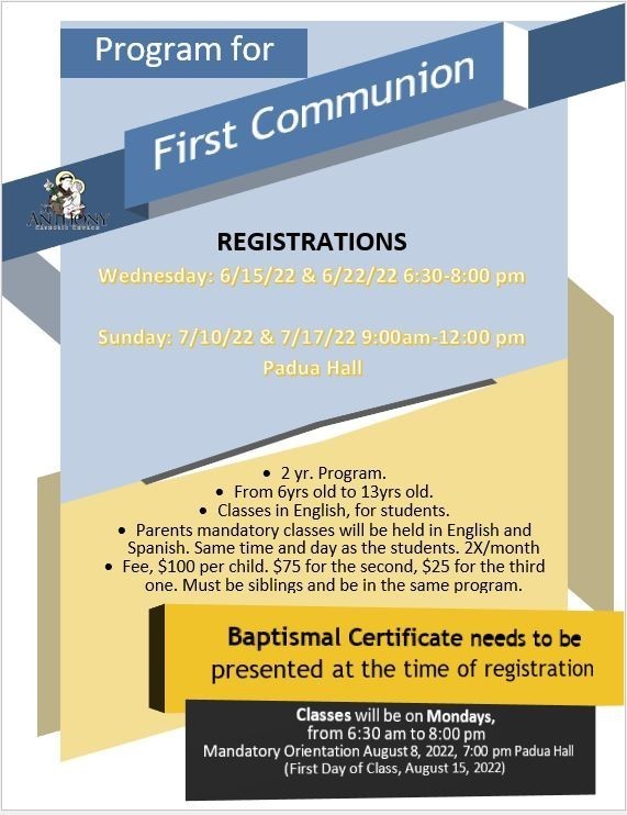 Calendar | Saint Anthony Catholic Church